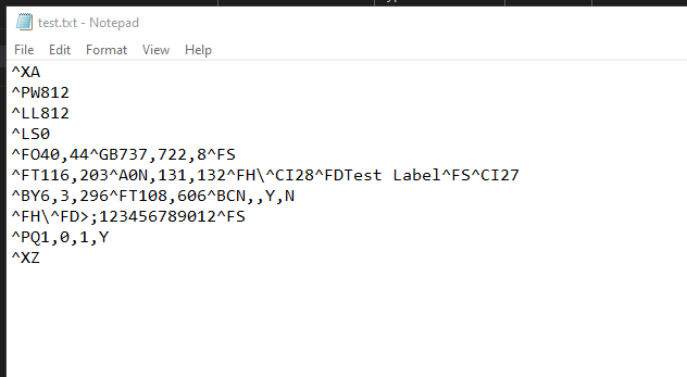 使用 ZebraDesigner 3（开发人员）在原始ZPL编码中创建测试标签
