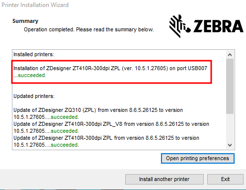 使用 ZDesigner Windows驱动程序 v10 安装Zebra打印机