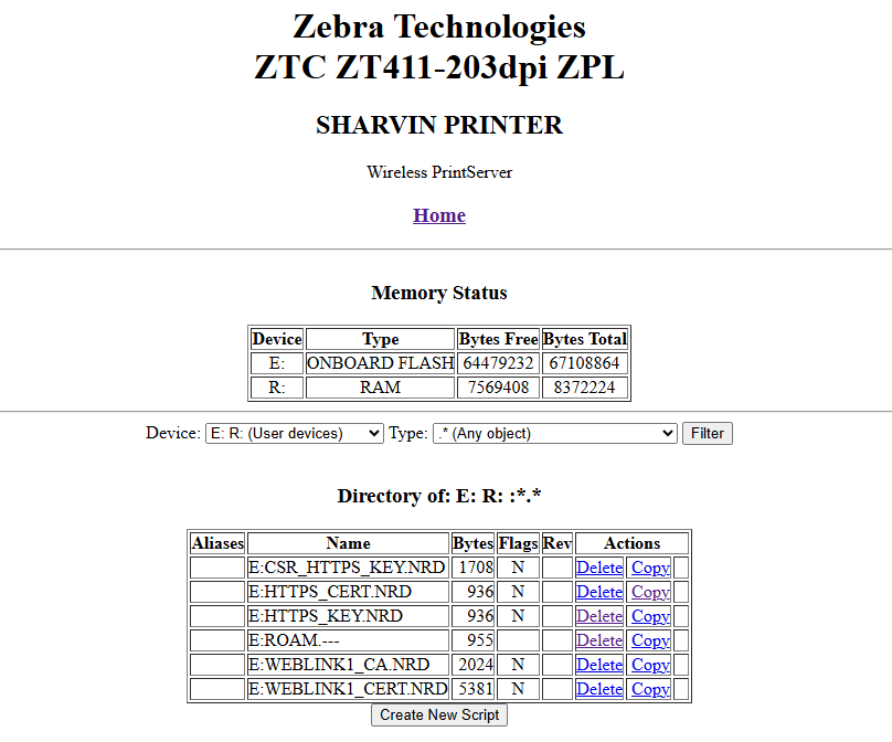 Zebra打印机证书命名方案